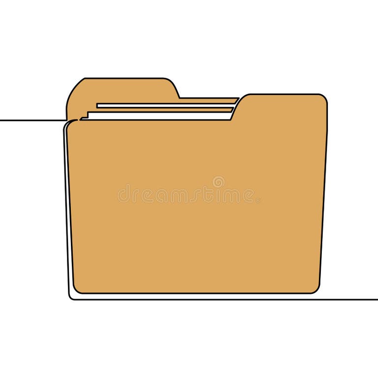 Flat Continuous Line Art Folder Icon Concept Stock Vector ...
