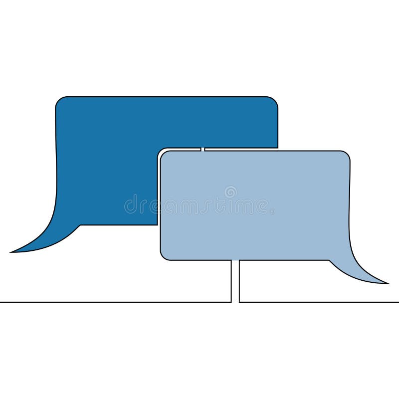 Flat Continuous Line Chat Speech Bubble Icon Concept Stock Vector ...