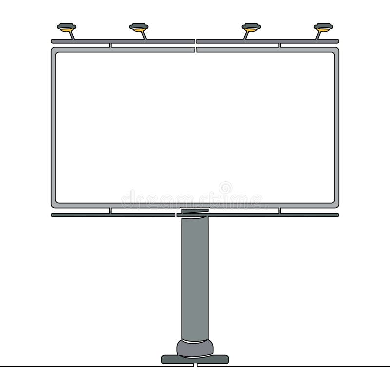 Flat Continuous Line Drawn Empty Billboard Concept Stock Vector ...