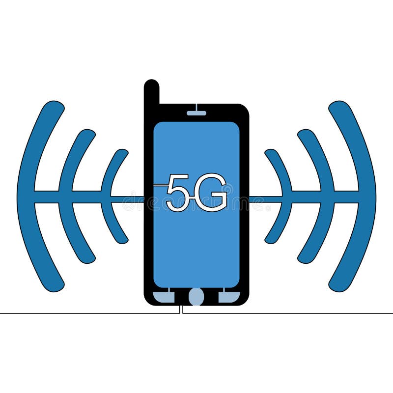 Flat Continuous Line Drawn 5G Mobile Data Concept Stock Vector ...