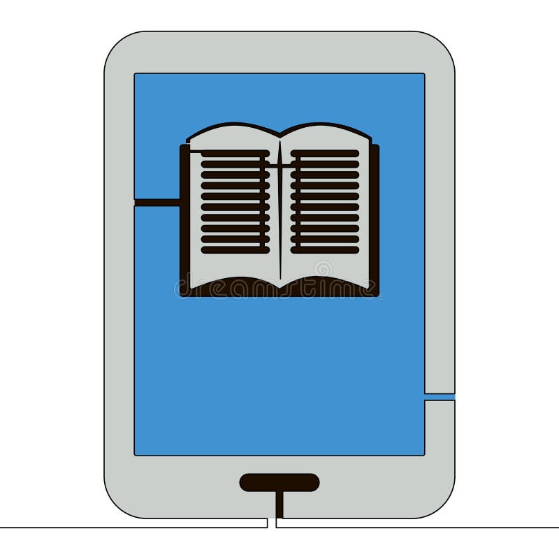 Flat Continuous Line E Book Reader Concept Stock Vector - Illustration ...