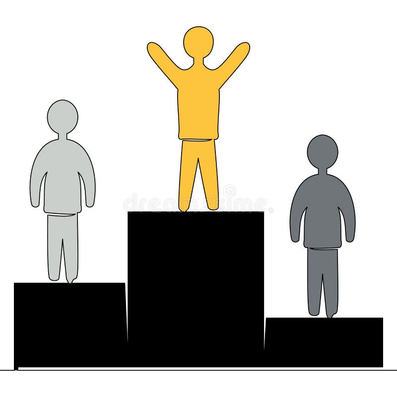 Flat Continuous Line Winner Stand on the Podium Stock Vector ...