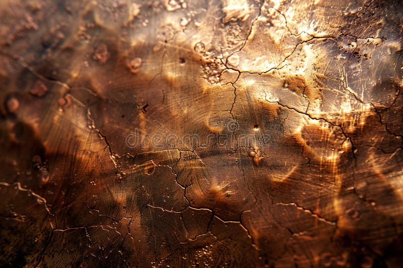 A Flat Copper Plate Background with Scratches and Glares, in a Closeup ...