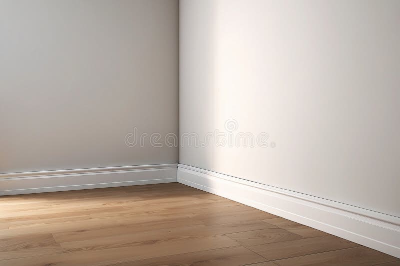 Flat Corner Interior Corner with Plaster Wall and Wooden Floor Stock ...