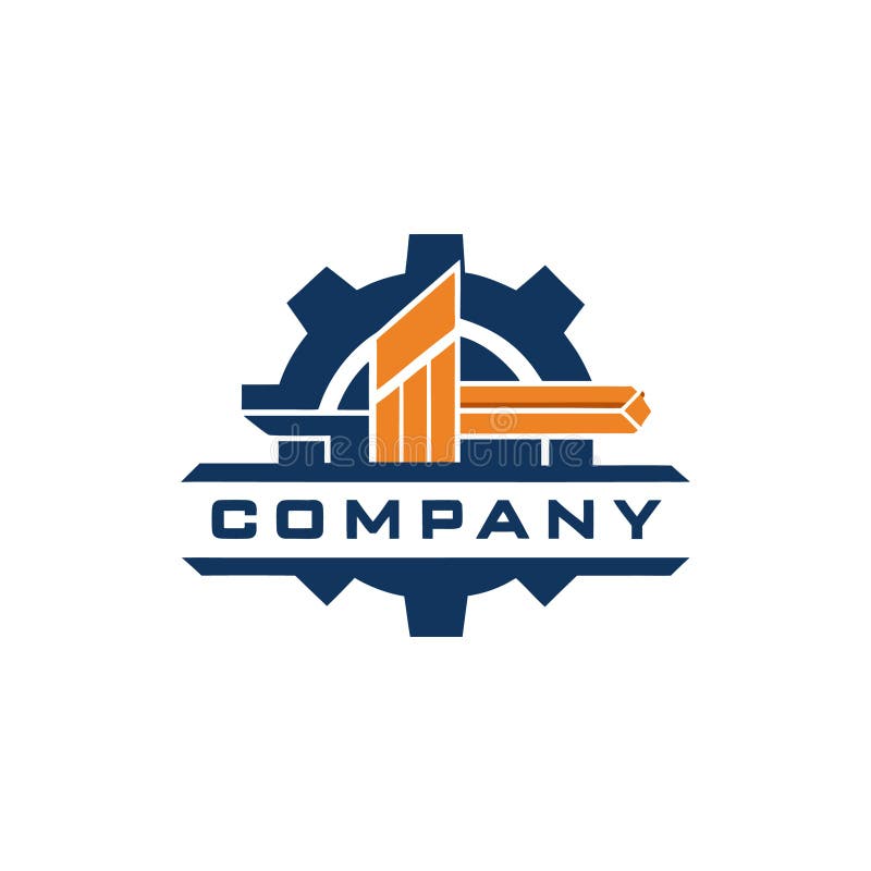 Modern Corporate Logo with Gear Construction Design in Flat Style Stock ...