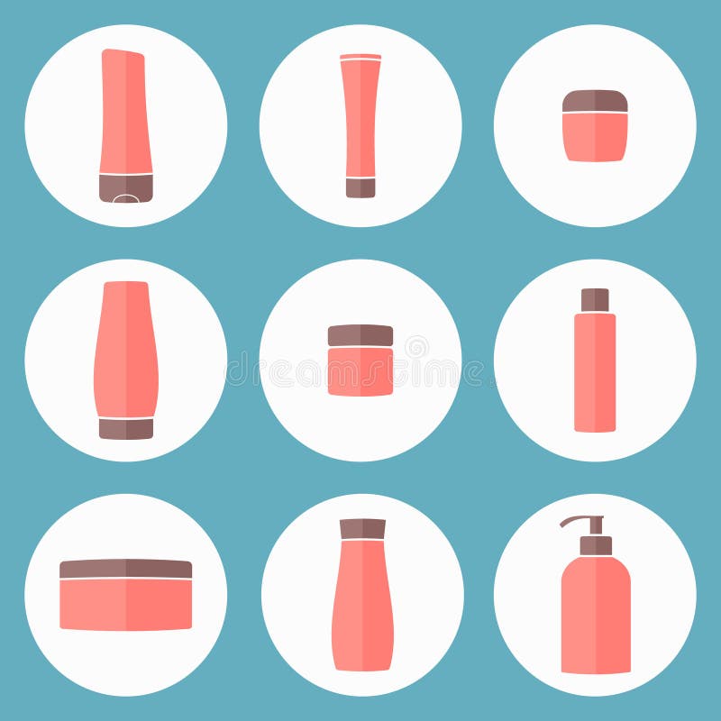 Flat Cosmetic Bottles Set. Vector Illustration. Stock Vector ...