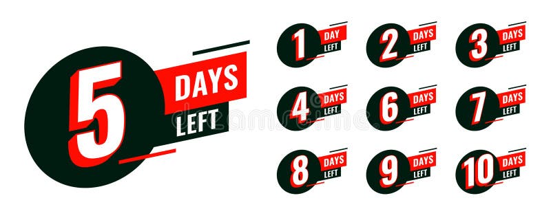Flat Countdown Timer with Number of Days Left Stock Vector ...