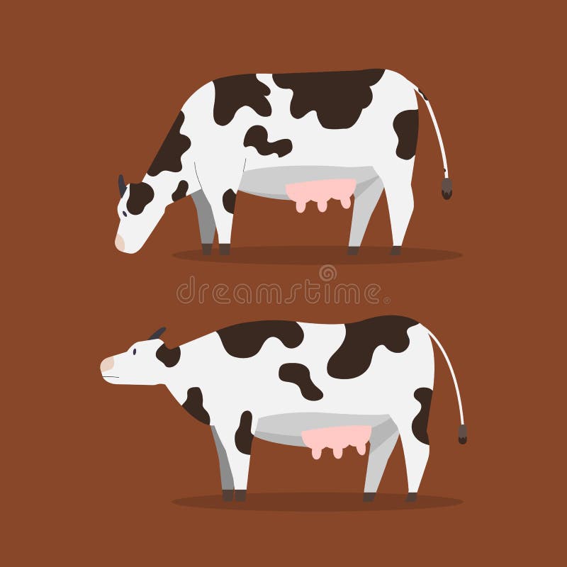 Flat Cow Vector Illustration Stock Vector - Illustration of graphic ...
