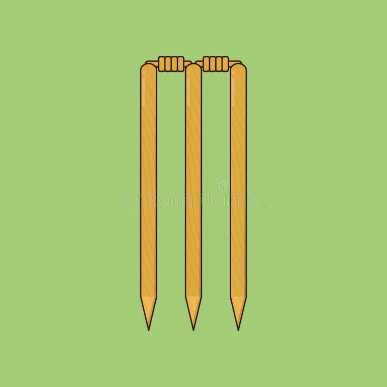 Flat Cricket Wicket Stumps Illustration Icon Vector Cricket Game Stock ...