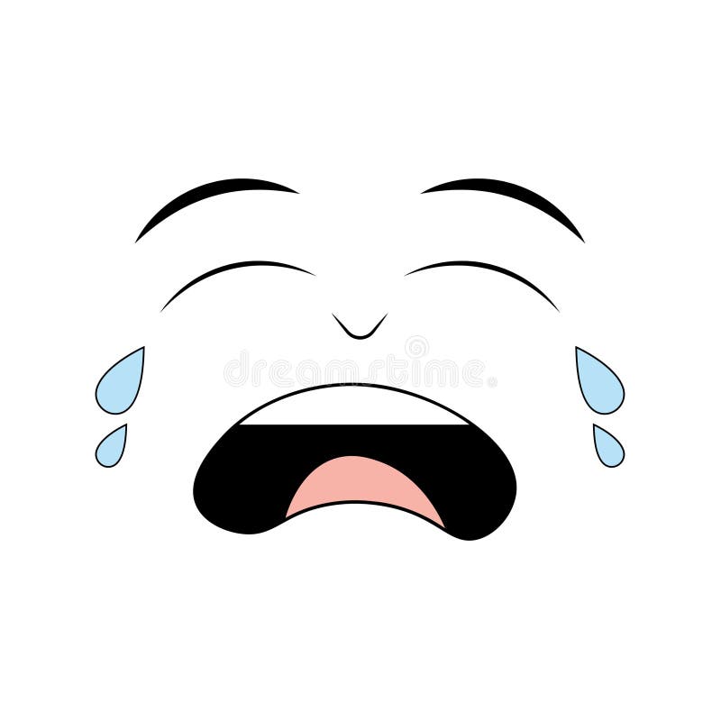 Flat Crying Expression Emote Avatar Stock Vector - Illustration of ...