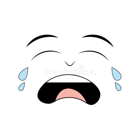 Flat Crying Expression Emote Avatar Stock Vector - Illustration of ...