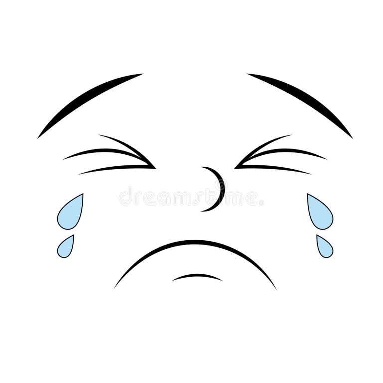 Flat Crying Expression Emote Avatar Stock Vector - Illustration of ...