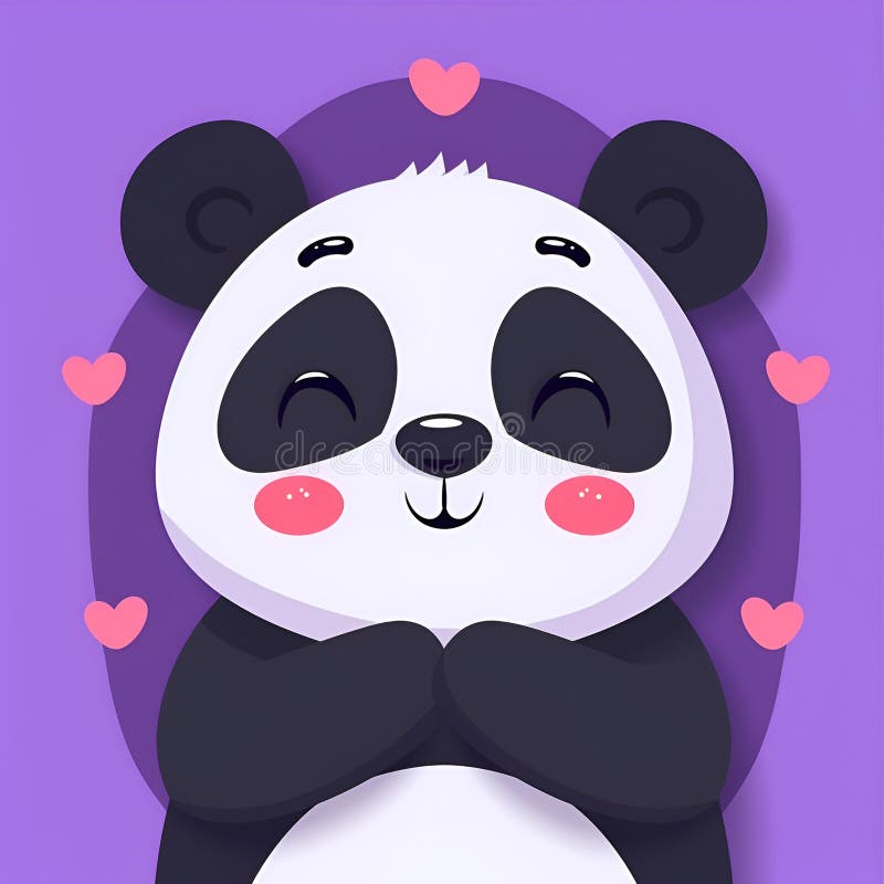 Flat Cute Cartoon Panda Character with Bamboo. Funny Smiling Sitting ...