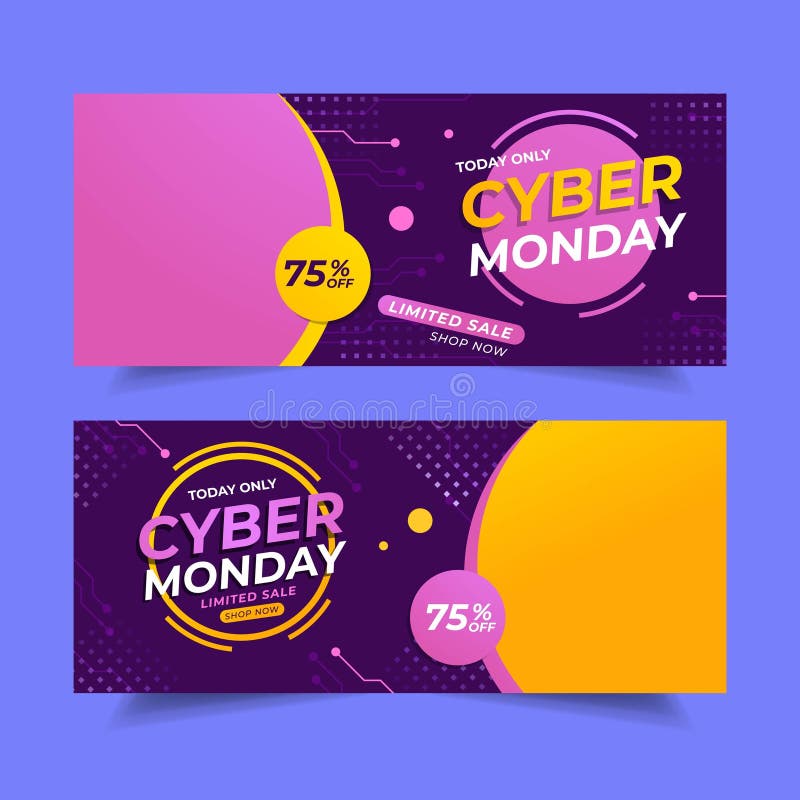 Flat Cyber Monday Banners with Photo Vector Design Stock Vector ...