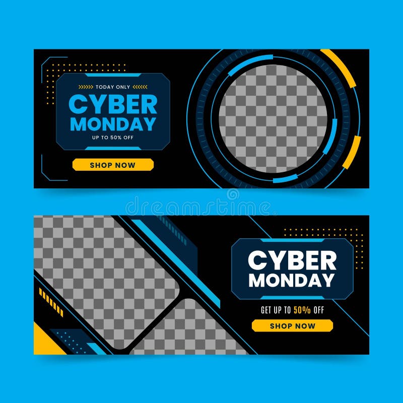 Flat Cyber Monday Banners Template Vector Design Stock Vector ...