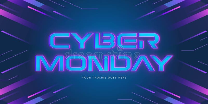 Flat Cyber Monday Neon Lettering Vector Design Illustration Stock ...