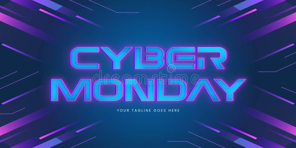 Flat Cyber Monday Neon Lettering Vector Design Illustration Stock ...