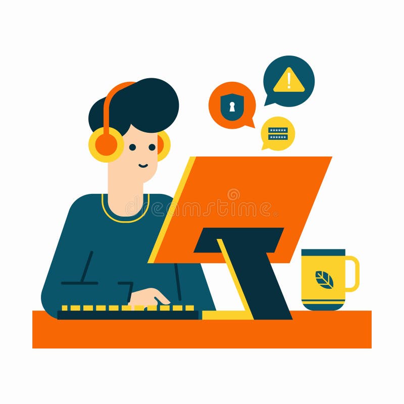 Cybersecurity Man Desk Stock Illustrations – 510 Cybersecurity Man Desk ...