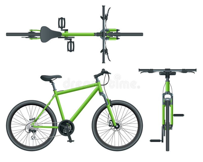 Flat Outline Cycling Side View, Back and Top View Isolated on White ...