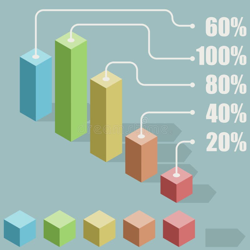 Set of Business Flat, 3D Design Graph. Stock Vector - Illustration of ...