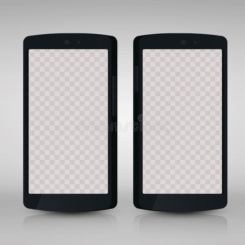 Flat 3d Black Smartphones Mockups with Blank Screen Isolated. Empty ...