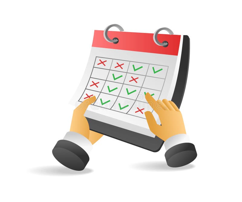 3d Concept Isometric Illustration Put Check Mark on Calendar for Plan ...