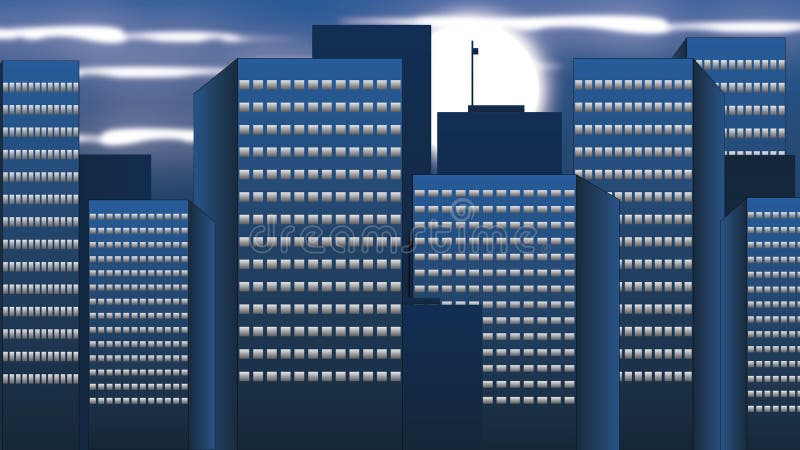 Flat 2D Explainer Animation Illustration of the Moon with City Lights ...