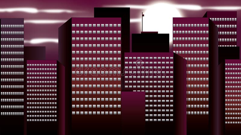 Flat 2D Explainer Animation Illustration of the Moon with City Lights ...