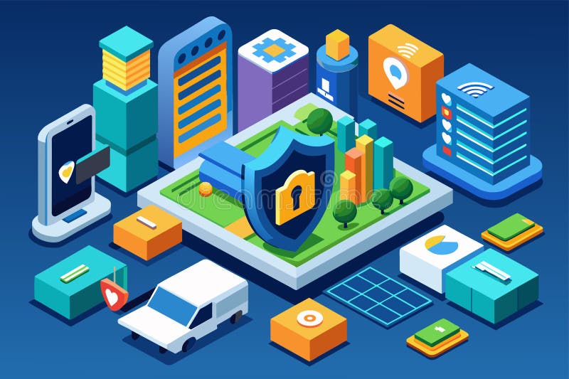 A Flat 3D Illustration Showing a Smart Phone with a Shield on Top for ...