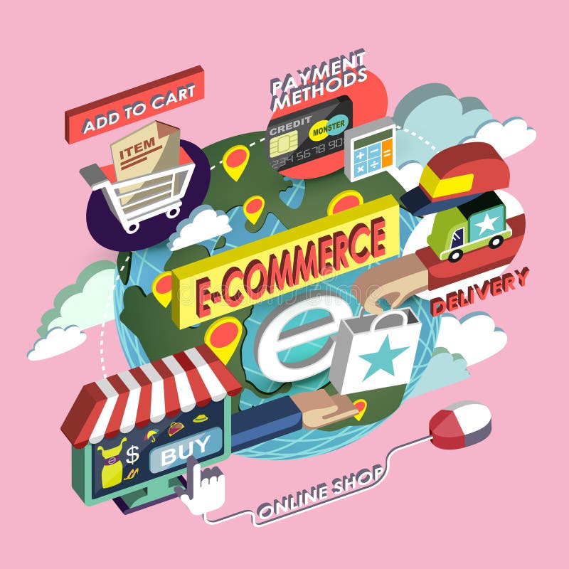 E commerce concept stock illustration. Illustration of blue - 10756622