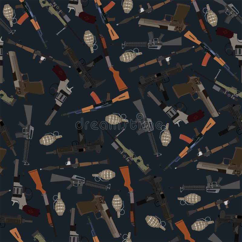 Flat Dark Seamless Pattern Weapons Stock Illustration - Illustration of ...