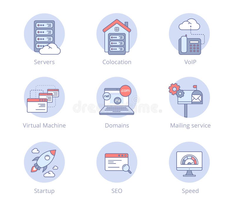 Flat data center icons stock vector. Illustration of phone - 84724996