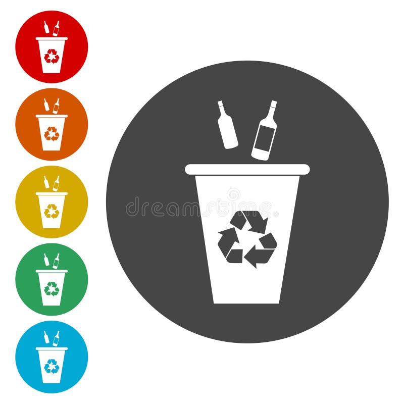 Flat Delete Icon Set on Round Color Stock Vector - Illustration of ...