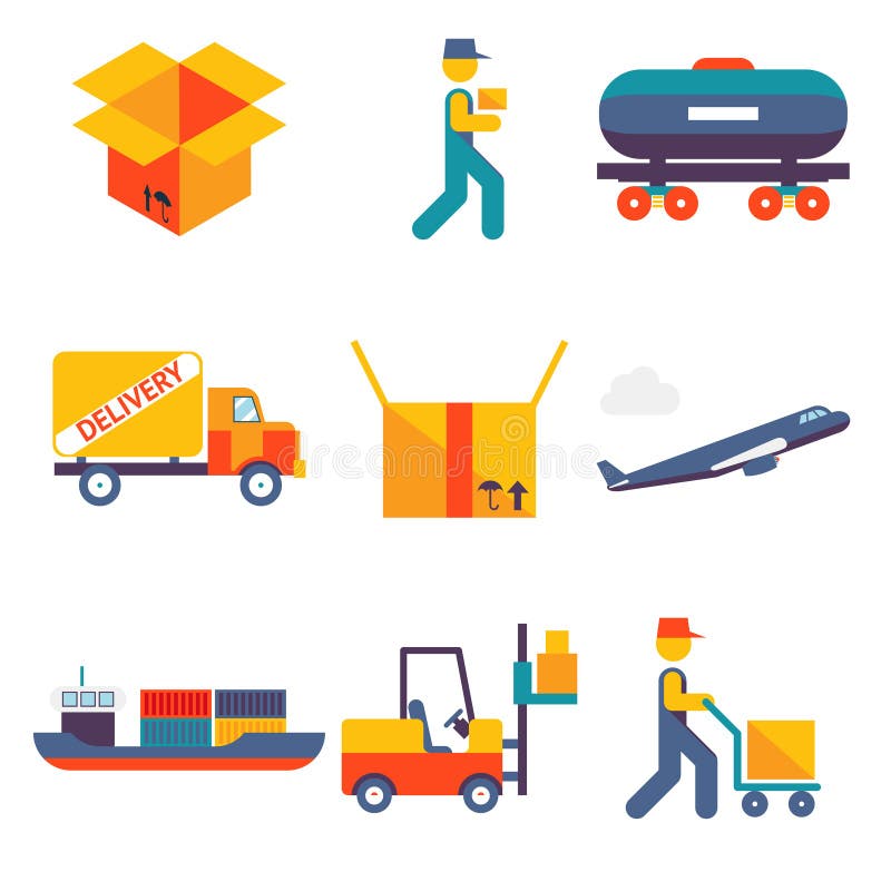 Flat Delivery Icons Set Modern Trendy Isolated Stock Vector ...