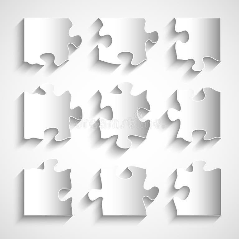 Flat Design 9 Piece Puzzle Template Stock Vector - Illustration of link ...