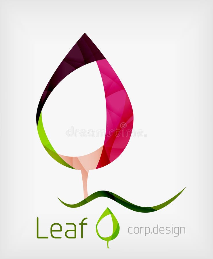 Flat Design Abstract Leaf Shape Concept Stock Vector - Illustration of ...