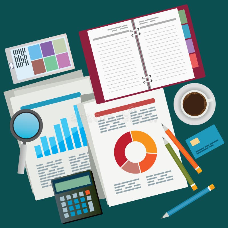 Flat Design with Accounting Documents and Financial Reports Stock ...