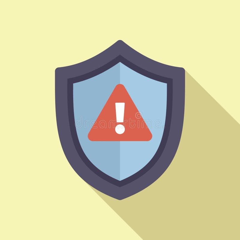 Flat Design Alert Shield Icon Stock Vector - Illustration of caution ...
