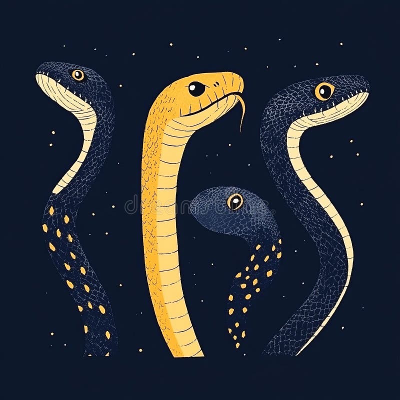 A Flat Design Animation of a Venomous Sea Snake Swimming, Viewed from the Side, Using a ...