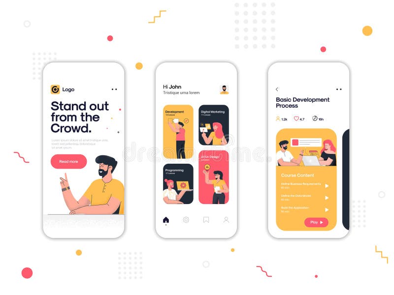 Flat Design App Screens - Web Design Stock Vector - Illustration of ...