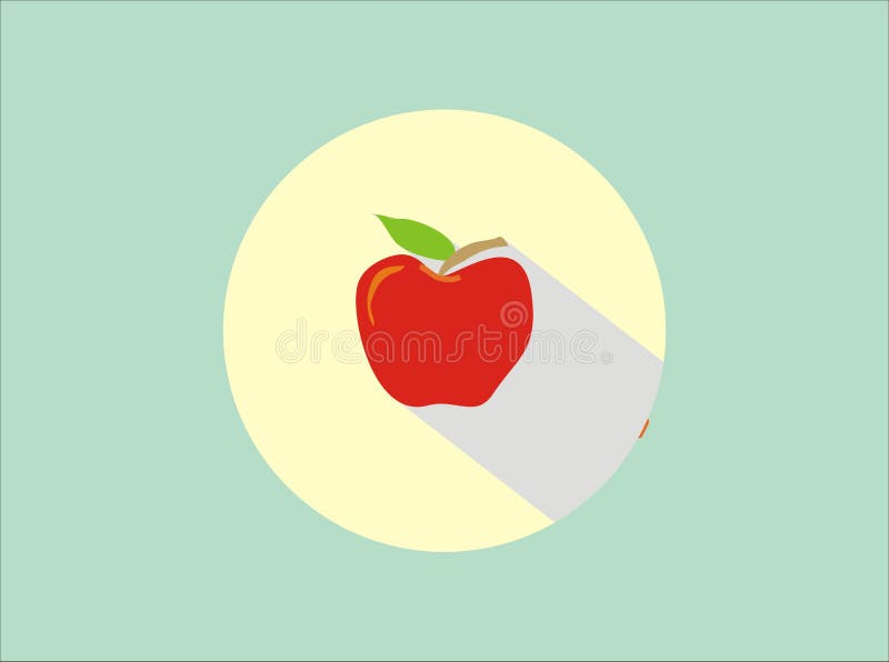 RED APPLE FLAT DESIGN stock illustration. Illustration of juicy - 137490359