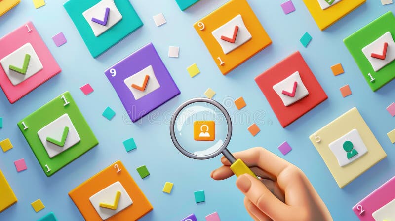 A Hand Holds a Magnifying Glass Over a Document with a Check Mark, in ...