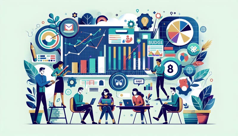 Flat Design As Financial Team Collaborating on Budget Planning Concept ...
