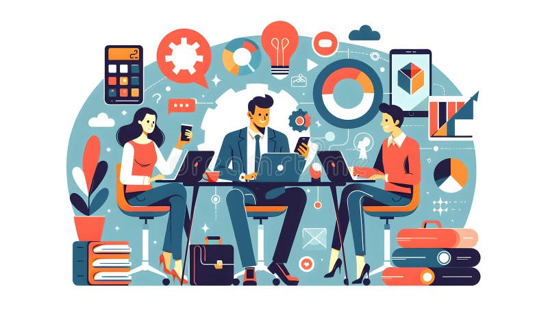 Flat Design As Marketing Consultant Collaborating with Clients Concept ...