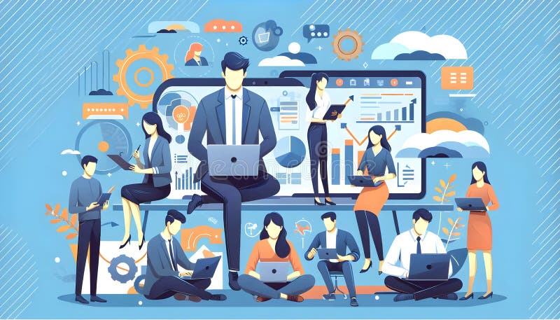 Flat Design As Marketing Consultant Collaborating with Clients Concept ...