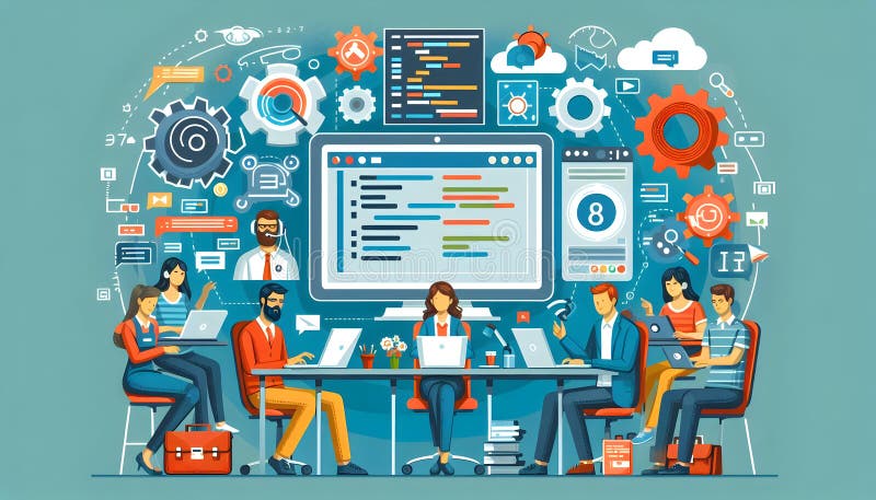 Flat Design As Remote Team Collaborating on a Software Development ...