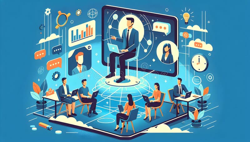 Flat Design As Virtual Team Collaborating on a Digital Platform Concept ...