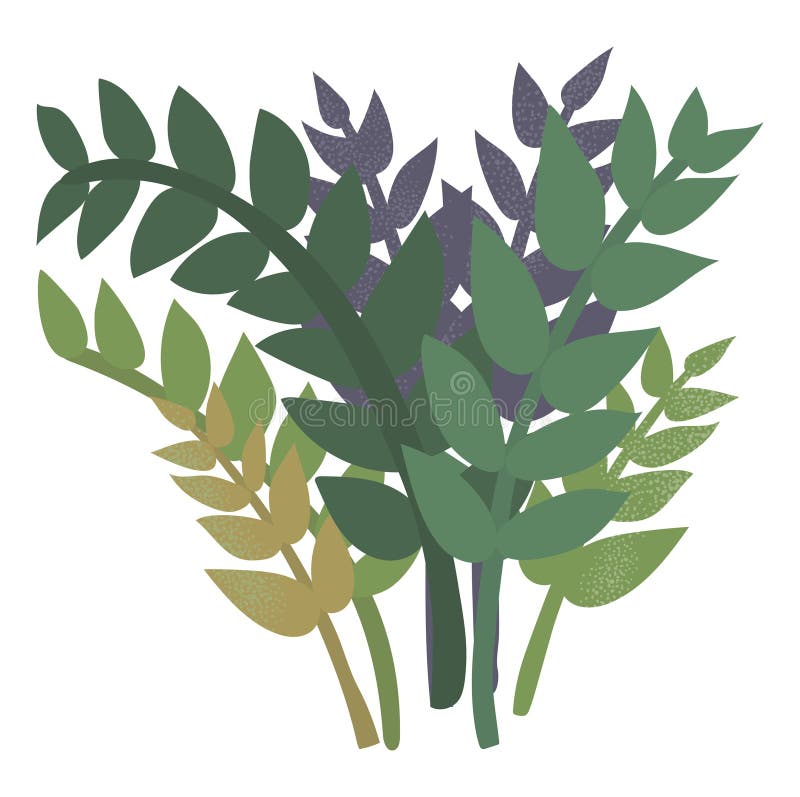 Assorted Green Leaves on Black Background Stock Illustration ...