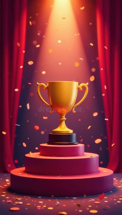 Flat Design Award Podium, Trophy, Confetti, Stage Backdrop, Vibrant ...