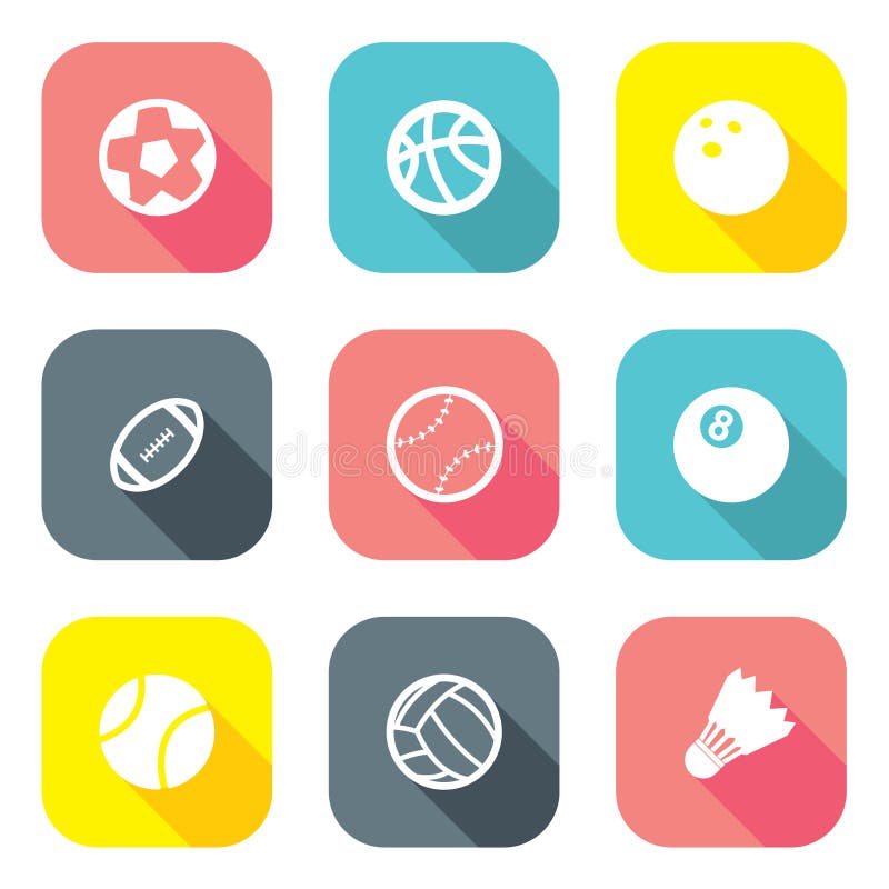 Flat Design Ball Icons stock vector. Illustration of equipment - 48640308